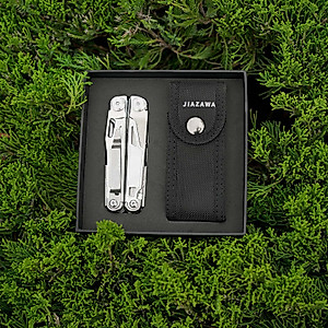 JIAZAWA Multitool Pliers,23 in 1 Multitools with Titanium-plated Handle Safety Locking Lightweight EDC Tool nylon sheath for Gifts,Men,Outdoor Survival,Hiking,Camping