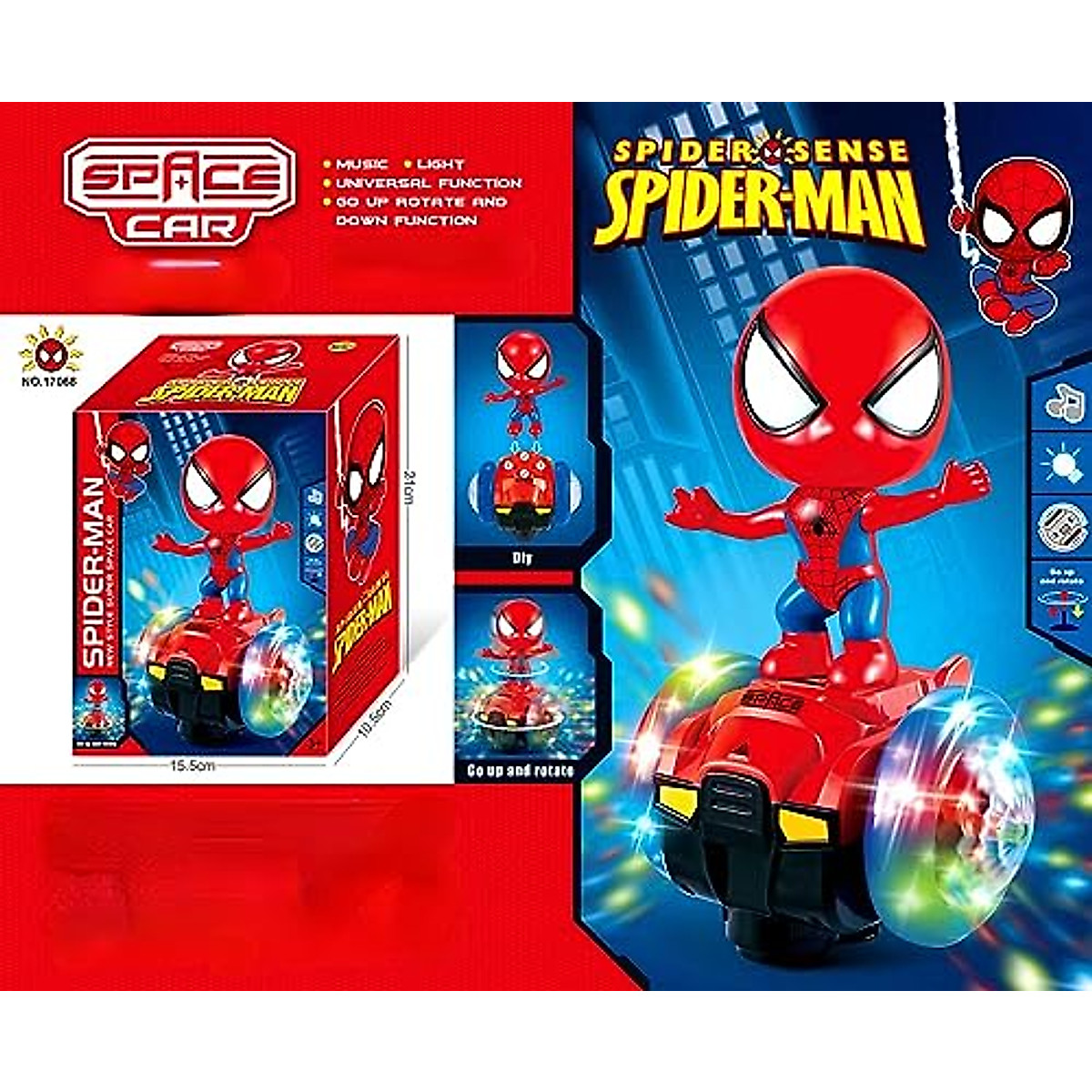Spider-Man Robot Toys, Robot Interactive Toy Car with Colorful Flashing Lights & Music for 3+ Year Old Boys Girls