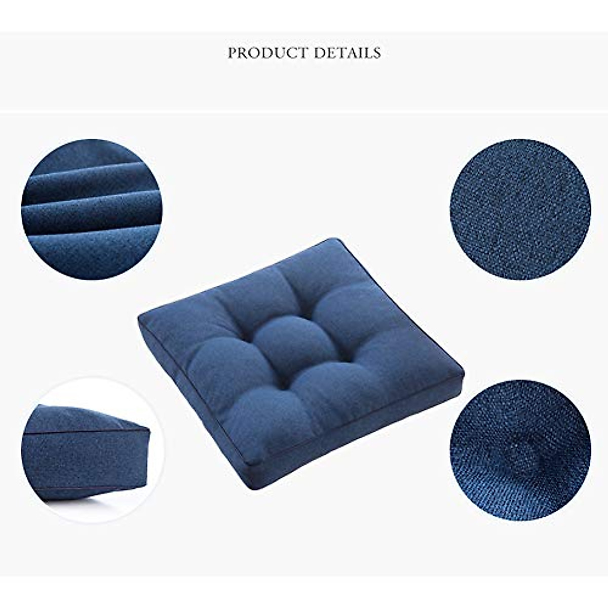 ZXCC Square Cotton Linen Patio Chair Cushions, Solid Seat Pads Thick Floor Cushion Outdoor Pillow Car Seat Pad Pillow for Office Car Kids Dining-Dark Gray 40x40cm(16x16inch)