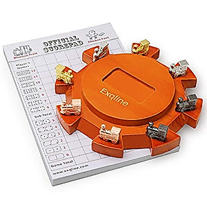 Exqline Mexican Train Dominoes Accessories - with 6.5" Mexican Train Hub Centerpiece, 8 Metal Mexican Train Markers and 70-Sheets Mexican Train Score Pads Great Mexican Train Dominoes Set.