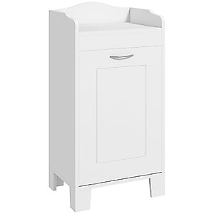 HOMCOM 31" Tilt Out Laundry Hamper, Free Standing Home Organizer Hamper, Bathroom Storage Cabinet, White