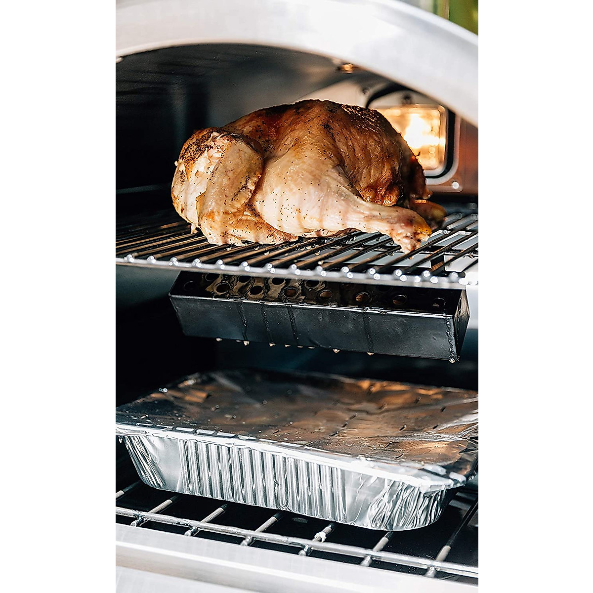 AMS Fireplace Summerset Pizza Oven - Large Capacity Natural Gas Outdoor Oven with Pizza Stone and Smoker Box, 304 Stainless Steel Construction for Built-in or Countertop Use. FREE Tabletop Fire Pit