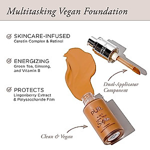 PÜR Beauty 4-in-1 Love Your Selfie Longwear Foundation & Concealer, Full Coverage Liquid Foundation, Hydrating Formula, Cruelty Free, TN3