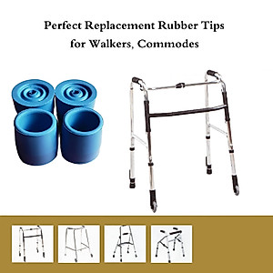 Rubber Walker Tips Replacement 1 1/8 Inch Heavy Duty Steel-Reinforced Rubber Tips for Walkers/Commodes/Shower Chairs/Walking Canes, Essential Walker Feet Accessories for Seniors