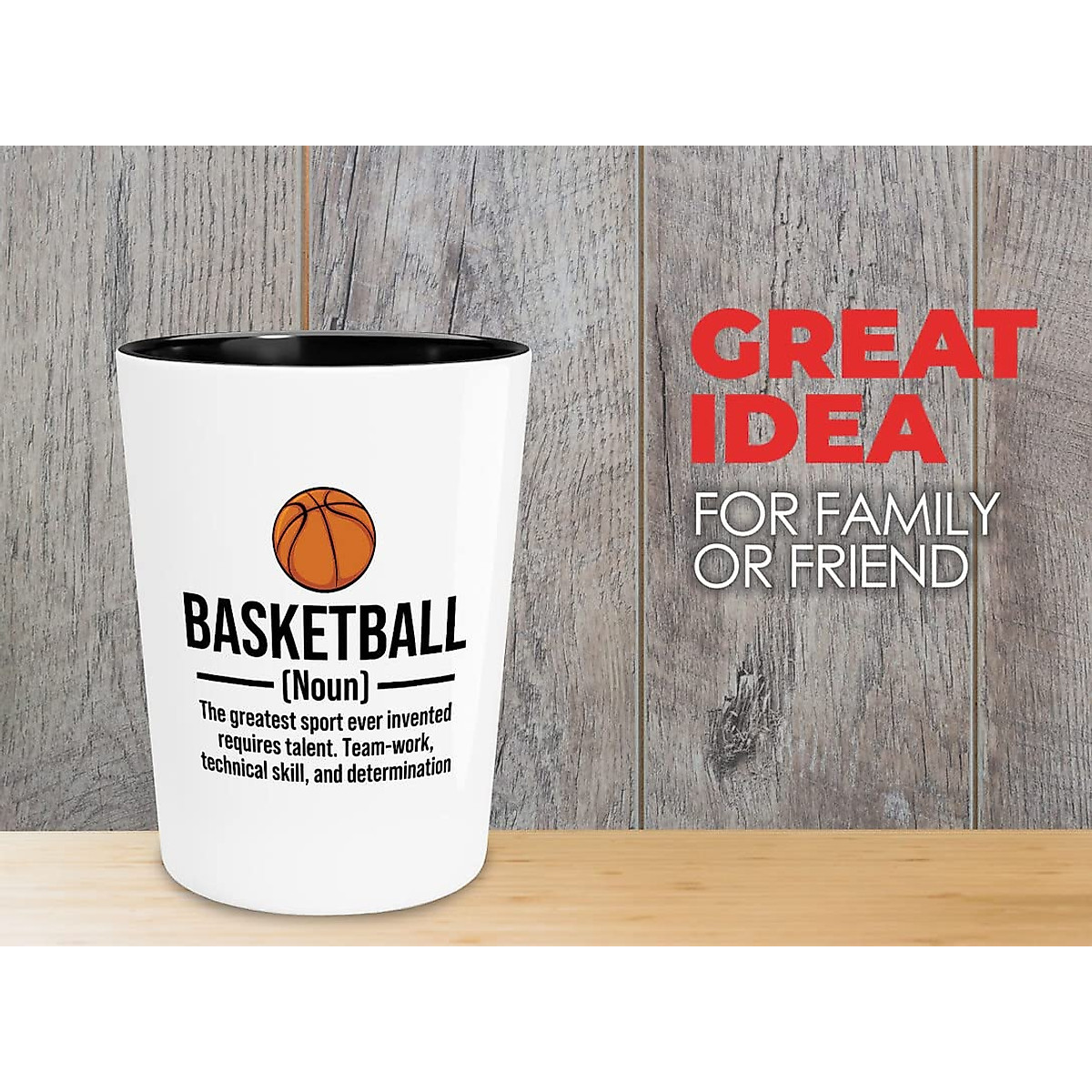 Flairy Land Basketball Shot Glass 1.5oz - Basketball definition - Playmaker Center Point Guard Shooting Guard Teammate Basketball Coach Trainee