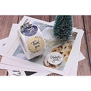 Thank You Stickers, 1000 Pieces Round Shape Labels in 2 Rolls Large Self-Adhesive Thank You Decoration for Holiday, Parties, Home, School, Office