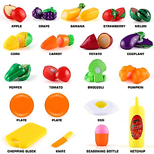 35 Pcs Kitchen Pretend Play Accessories Toys,Cooking Set with Stainless Steel Cookware Pots and Pans Set,Cooking Utensils,Apron,Chef Hat,and Cutting Play Food for Kids,Educational Learning Tool