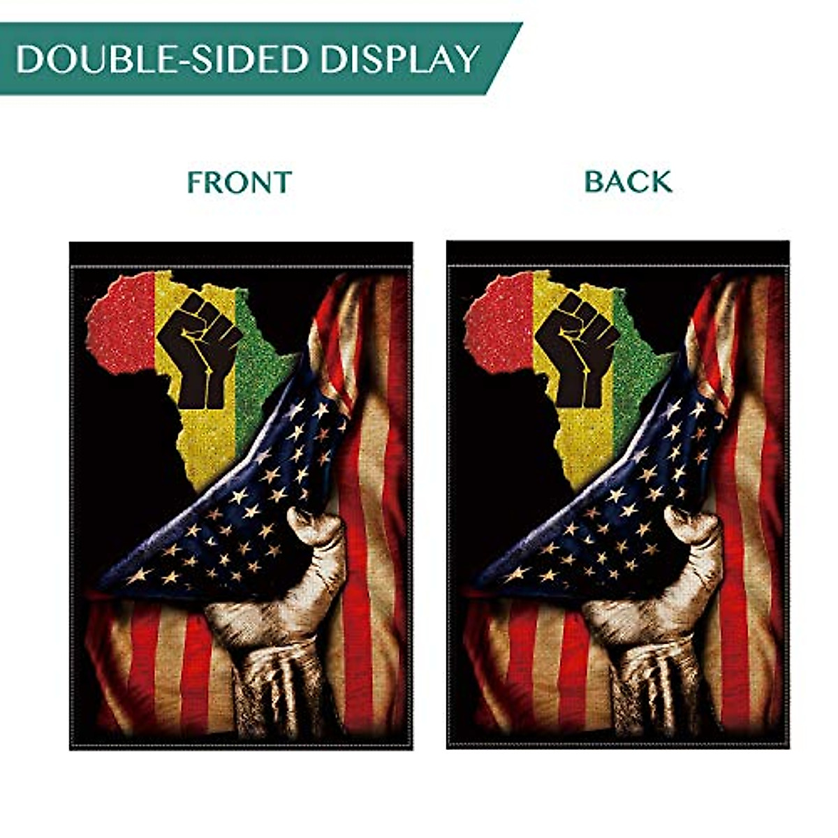 AVOIN Black Pride African American US Flag Garden Flag Vertical Double Sized, Juneteenth Independence Day Freedom Yard Outdoor Decoration 12.5 x 18 Inch