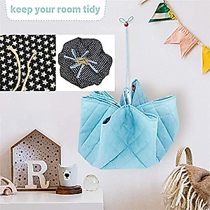 ABREEZE Baby Kids Play Mat Tummy Time Floor Mat Drawstring Toy Bag Foldable Soft and Washable Toys Storage Organizer Children Play Rugs with 59 inches Large Diameter(Pink)