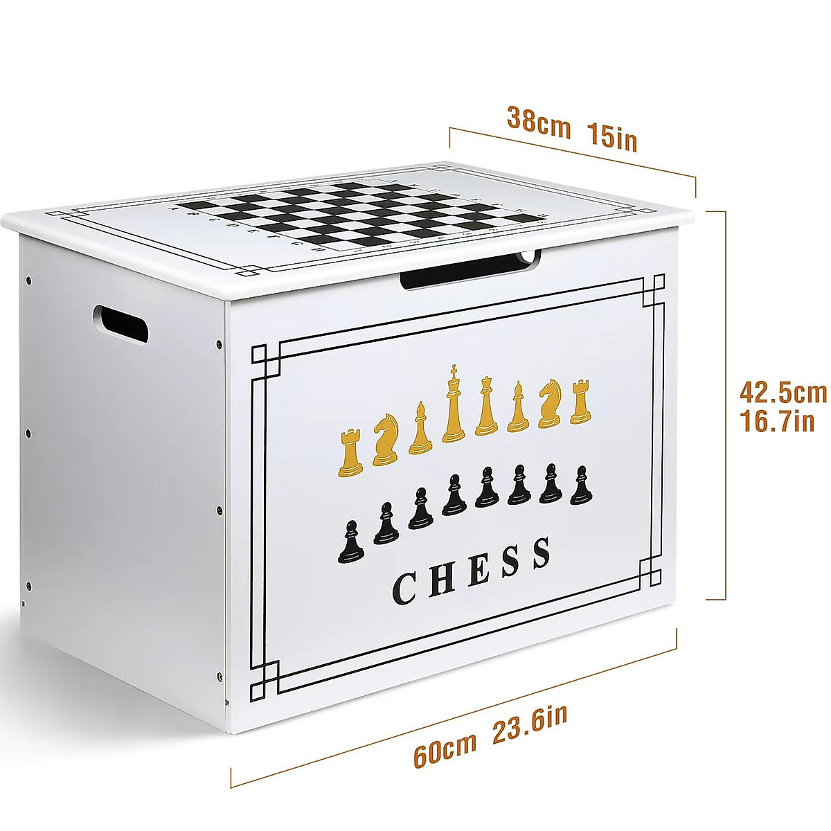 Pierybyt Wooden Storage Chest, White, 23.6" x 15" x 16.7"，Storage Chest With Safety Hinges，For Organize and Store Your Child's Toys ，Item Storage, Playroom Storage.