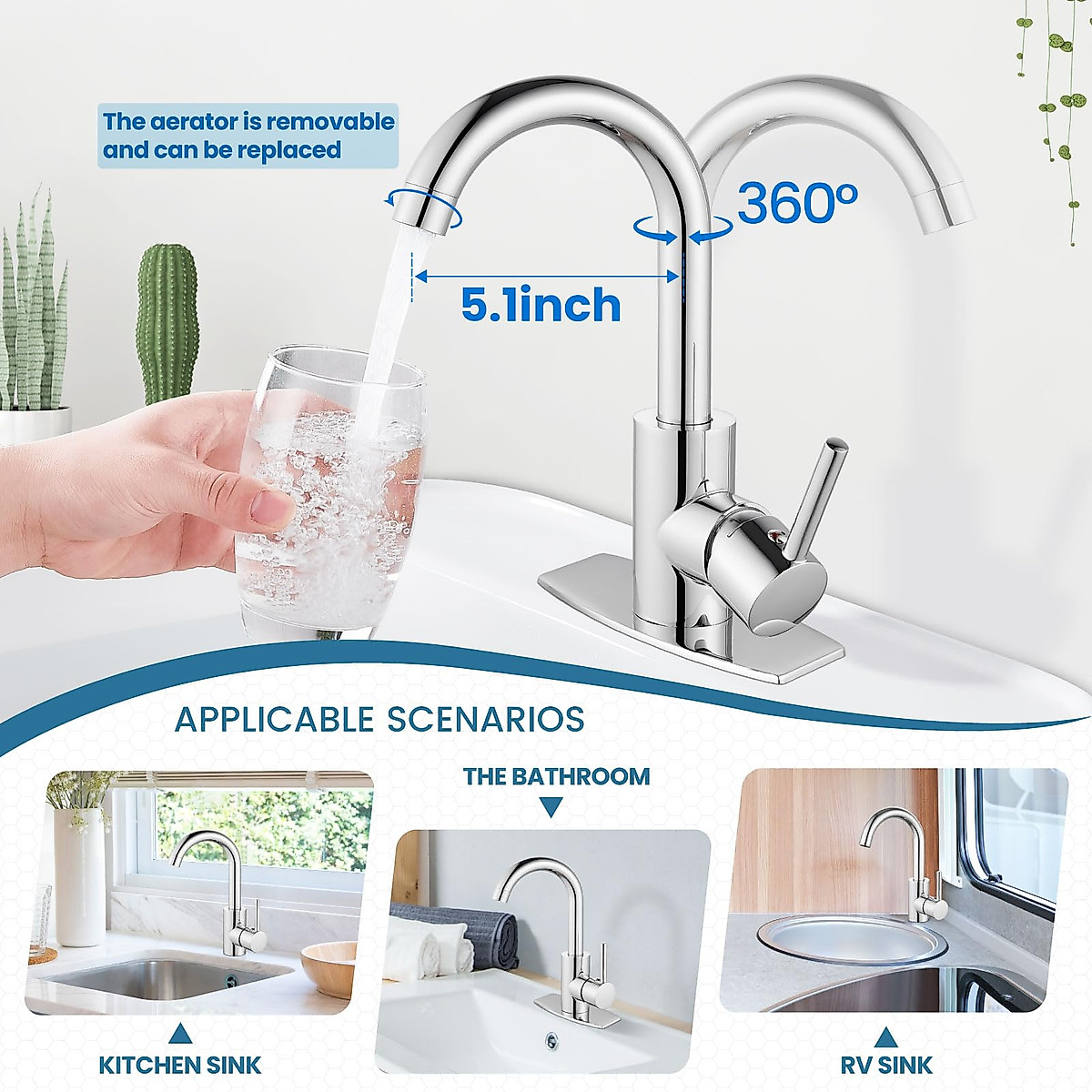 Airuida Bar Sink Faucet Single Hole Single Handle Bathroom Sink Faucet Kitchen Shower Faucet Set with 8 Inch Rainfall Square Showerhead and Tub Spout Bathtub Faucet Kit