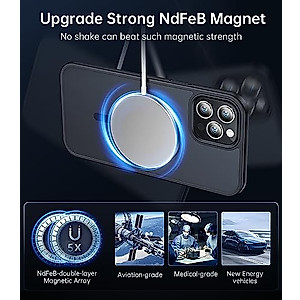 Kocanasi 𝗡𝗘𝗪 Magnetic for iPhone 13 Pro Max Case [Compatible with MagSafe] [10FT Military Grade Drop Tested] Slim Translucent Matte Case for iPhone 13 Pro Max Phone Case, Black (6.7")