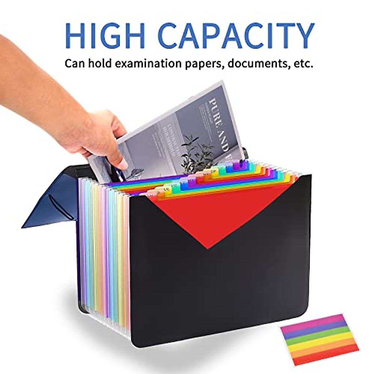 Cloudia 13 Pockets Accordion File Organizer, Expanding File Folder with Blank Labels, Super Heavyweight Monthly Accordion Folder, Desktop Accordion Folders