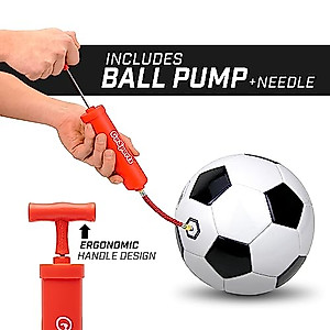 GoSports Classic Black and White Soccer Ball with Premium Pump - Available as Single Balls or 6 Pack - Choose Your Size