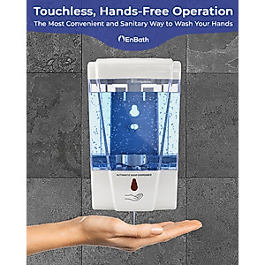Automatic Wall Mounted Soap Dispenser for Bathroom (2-Pack White), Commercial Hand Soap Dispenser Wall Mount, Touchless Hand Sanitizer Dispenser, (Dispensador de Jabon de Bano Automatico) by EnBath