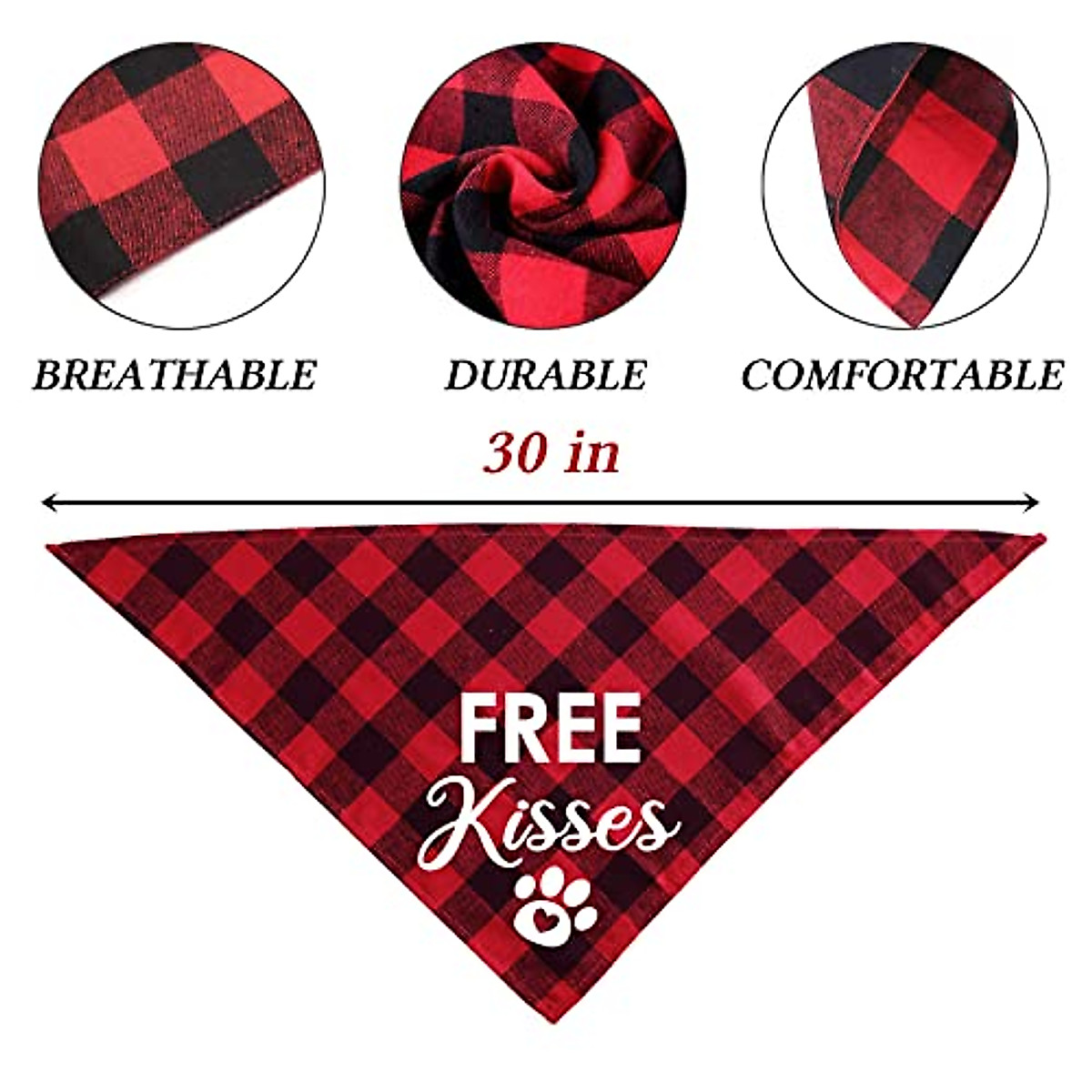 STMK Valentine’s Day Dog Bandana Outfits, Valentine’s Day Heart Headband Plaid Valentines Dog Bandanas Costumes for Small Medium Large Dogs Valentine’s Day Costumes (Free Kisses)