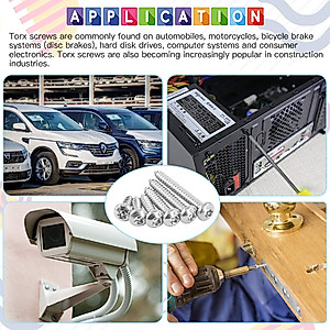 Glarks 211Pcs #10 x 1/2'' / 5/8'' / 3/4'' / 1" / 1-1/4'' / 1-1/2'' Button Head Torx Security Stainless Steel Screws, 6 Size Tamper Resistant Screws Assortment Set with T25 Bit