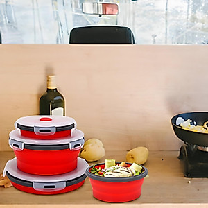 Guyuyii 4 Pack Collapsible Bowls for Camping - Space-Saving, Microwave, Dishwasher and Freezer Safe Camping Bowl with Lid for Travel, RV, Outdoor Adventures - 4 Sizes (1200 ml, 800 ml, 500 ml, 350 ml)