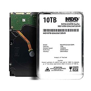 MDD 10TB 7200 RPM 256MB Cache SATA 6.0Gb/s 3.5inch Internal Hard Drive for Surveillance Storage (MD10TGSA25672DVR) - 3 Years Warranty