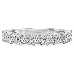 Dazzlingrock Collection 1.00 Carat (ctw) 14k Round Diamond Women Anniversary Wedding Ring Band Stackable 1 CT, White Gold, Size 5