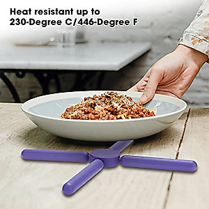 10 Pcs Non Slip Foldable Silicone Trivet Heat Resistant Insulation Pad Expanding Silicone Pot Holder Pad with Collapsible Cross Design Save Much Space, Multicolor