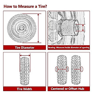 Parts Camp Gorilla Cart Wheels 13-Inch gorilla cart tires replacement 4.00-6 Flat-free Solid Tire and Wheel For Hand Trucks/Garden Carts/Wheelbarrow/Dolly-5/8"Axle Borehole 2.1"Hub offset (2 Pack)