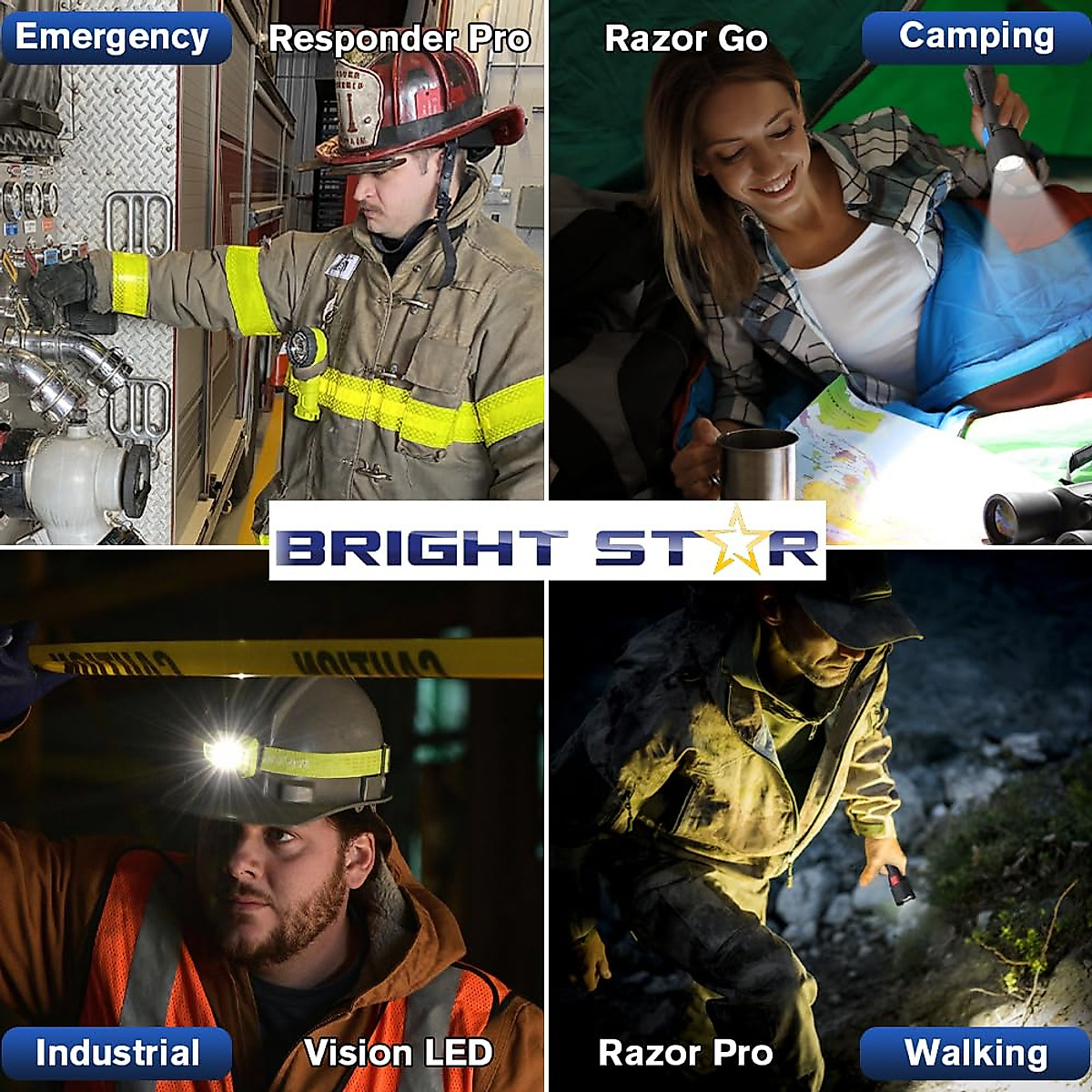 Bright Star Razor Intrinsically Safe Hands-Free Magnetic LED Flashlight with 14,000 Candela Brightness, Powered by 3 AA KBS Batteries Included with 24 Hours of Low Power runtime, Made in USA!