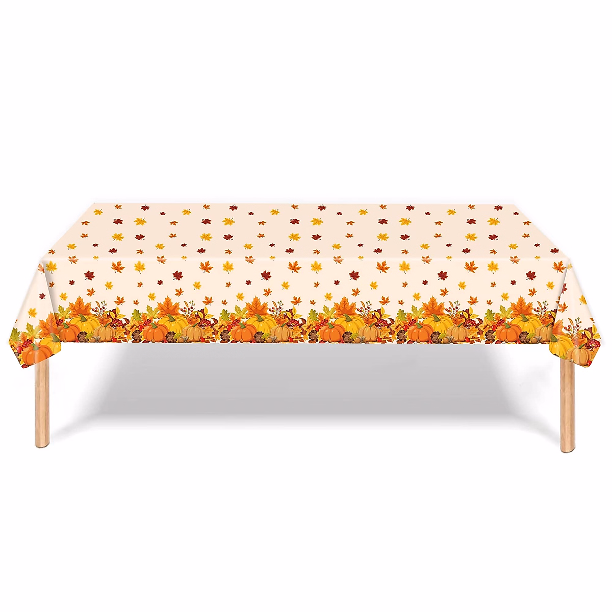 ibohr 3 Pack Thanksgiving Disposable Tablecloth Fall Maple Pumpkin Vinyl Waterproof Rectangle Thanksgiving Plastic Tablecloths for Fall Decorations for Home, Party Decor, 54 x 108 inch
