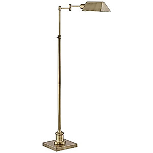 Regency Hill Jenson Modern Metal Adjustable Pharmacy Floor Lamp Swing Arm 54" Tall Aged Brass Metal Shade Standing Pole Light for Living Room Reading House Bedroom Home Office