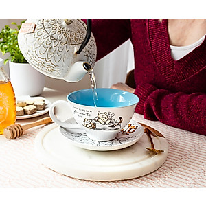 Silver Buffalo Disney Winnie the Pooh Walking Classic Scene Ceramic Teacup and Saucer, 12 Ounces