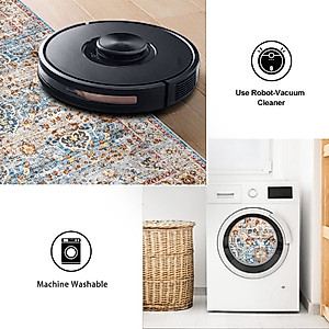 YOUFORTONG Washable 8x10 Area Rugs: Rugs for Living Room Ultra Soft Carpet for Bedroom Waterproof Rug Non Slip Rugs for Hardwood Floors (Blue, 8x10)