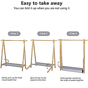 Clikuutory Kids Garment Rack, Kids Clothes Rack for Hanging Clothes, Baby Freestanding Clothing Rack with Storage Shelf & Hanging Rod, Stable Triangular Frame, 100% Natural Pine Wood, Dress up Rack