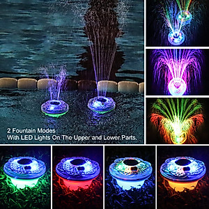 Floating Pool Fountain with Light Show,Rechargeable Battery Pond Water Fountain,IP68 Waterproof Pool Waterfall Fountain,2 Modes Pool Sprinkler Fountain for Inground Above Ground Pool, Gardens-1pc