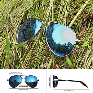 ROCKNIGHT Aviator Polarized Sunglasses for Men Women Metal Frame Flat Top Sunglasses Lightweight Blue Mirror Lens UV400 Outdoors