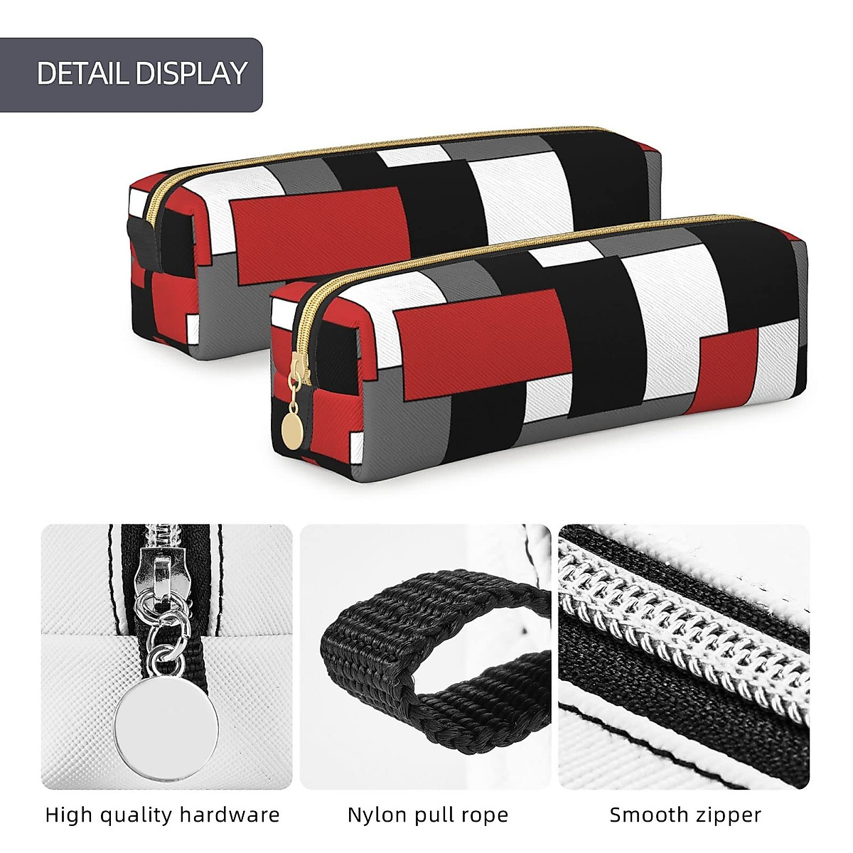 IMPCOKRU Small Pencil Bag Study Pencil Bag Key Pouch,Red Black and Gray Plaid,Stationery Storage Pencil Case for School Office Travel