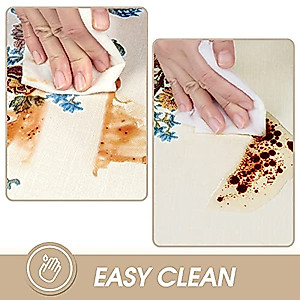 AIRCOWRIE Waterproof Vinyl Tablecloths, Heavy Duty Oil Proof Spill Proof Plastic Table Cloth, Wipe Clean PVC Table Cover for Spring Indoor and Outdoor Use (Embroidery Flower, 54”×108”, Rectangle)