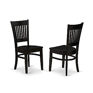 East West Furniture ANVA5-BLK-W 5 Piece Modern Dining Table Set Includes a Round Kitchen Table with Pedestal and 4 Dining Room Chairs, 36x36 Inch, Black