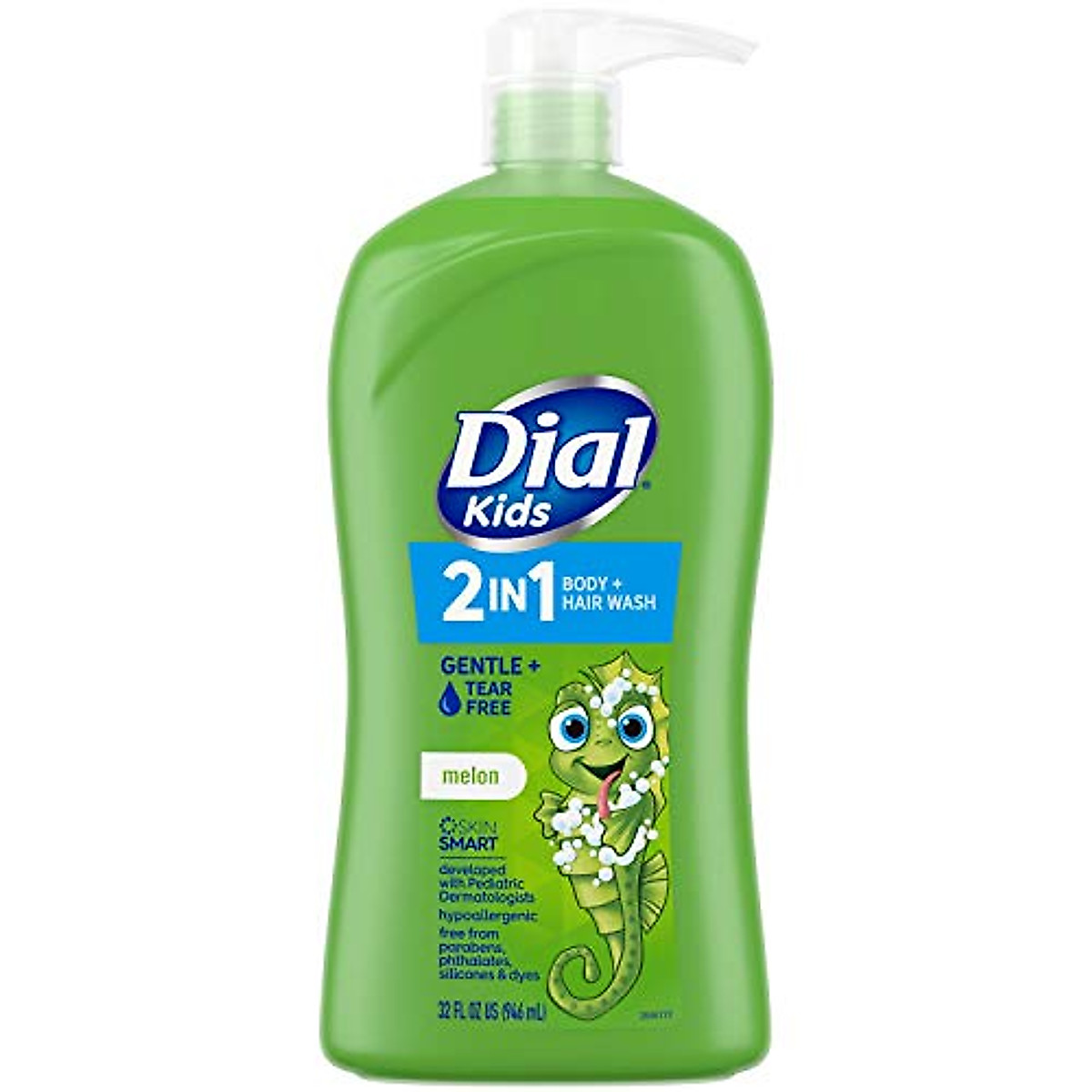 Dial Kids all in one hair, body wash and bubble bath, Tear free and gentle on skin, Melon Scent, 32 fl oz