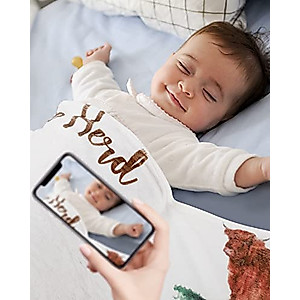 Eunikroko Highland Cow Baby Monthly Milestone Blanket Scotland Photo Prop Blanket with Greenery New to The Herd Cattle Gift Ideas for Newborn Boy Girl Nursery Décor Baby Shower 40" X 50"