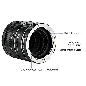 JJC EF & EF-S Mount Auto Focus Extension Tube Set for Canon EOS 90D 80D 70D 60D 77D Rebel T6 T7 T5 T8i T7i T6i T6s T5i T4i SL3 SL2 EOS 6D Mark II 7D Mark II 5D Mark IV III 5Ds R 1Dx Mark III and More