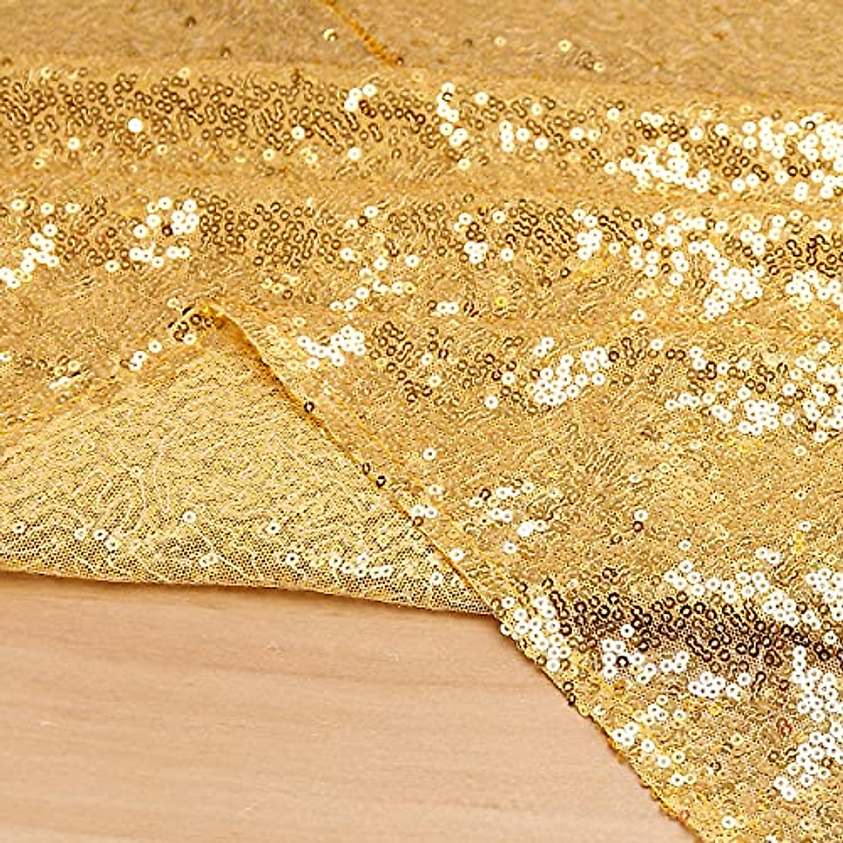 WEMOSI Gold Sequin Backdrop Curtain - 2PCS Glitter 2.5x8FT Gold Sequin Curtains Wedding Party Ceremony Birthday Candy Buffets Photography