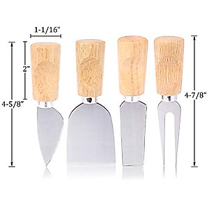 Kingrol 8 Pieces Cheese Knives with Wooden Handles, Cheese Slicer & Cutter Set