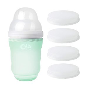 Olababy Gentle Bottle (8oz, Mint) + Travel Cap/Storage Cap Bundle