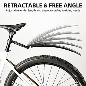 ROCKBROS Retractable Bike Fender Set Front and Rear Mud Guard for Mountain Road Bike Adjustable Bike Mudguard Mudflap Cycling Splash Guards Clip-on Bike Fenders