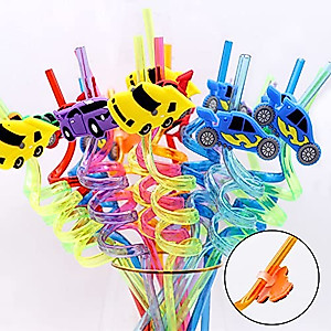 26 Packs Truck Drinking Straws For Car Themed Birthday Party Decor Supplies Reusable Straws For Truck Party Goodie Bags Gifts For Boy Kids Truck And Car Party Baby Shower Classroom Reward School Prize