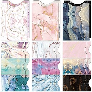 Woanger Set of 24 RFID Blocking Sleeves Includes 18 Credit Card and 6 Passport Sleeves Anti RFID, Aluminum Foil Slim Identity Theft Protection, Beautiful Marble Design