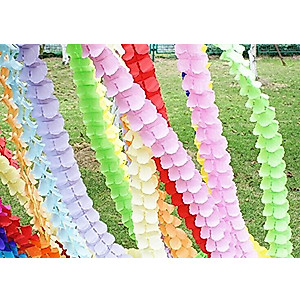 Life Glow Hanging Garland Four-Leaf Tissue Paper Flower Garland Reusable Party Streamers for Party Wedding Decorations, 11.81 Feet/3.6M Each, Pack of 6-Orange