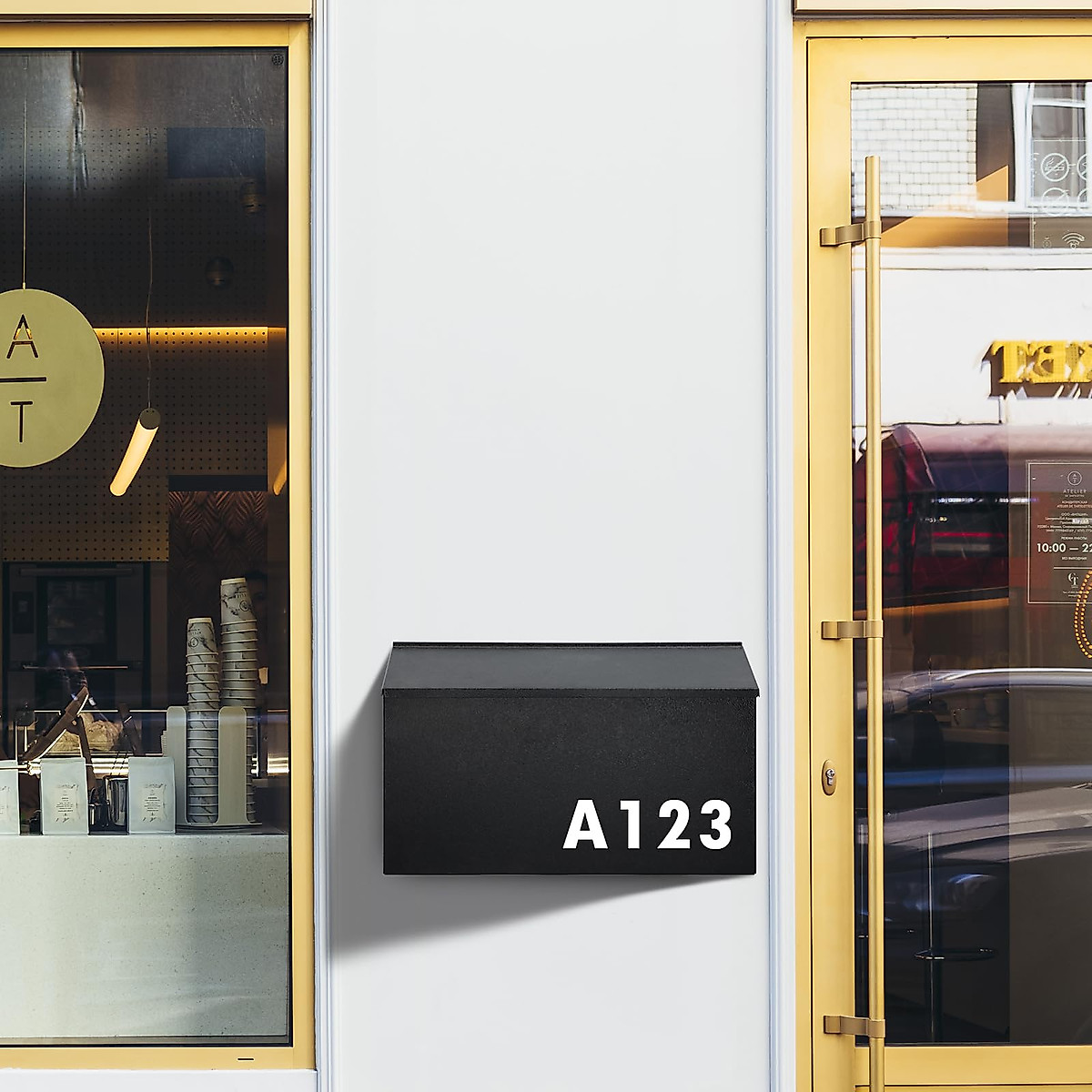 Dalmbox Wall-Mount Mailbox Large Mailbox for Post Rust-Proof Galvanized Steel Box for Outside or Townhouse Horizontal Style, Black, 15.7” x 4.3” x 9.4”