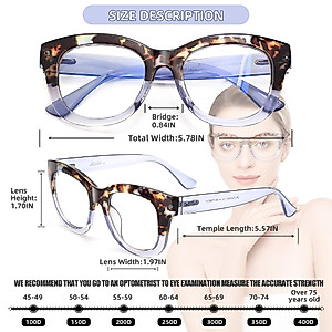 LADEESSE Readers for Women Oprah Style 3 Pack Square Oversized Reading Glasses with Spring Hinge Blue Light Blocking Ladies (Black+Grey+Blue, 2.50)