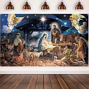 Tatuo Christmas Decoration Christmas Religious Backdrop Holy Nativity Photography Background Christmas Photography Background for Winter Xmas Outdoor Indoor Church Medieval Party Supplies, 73 x 43 In